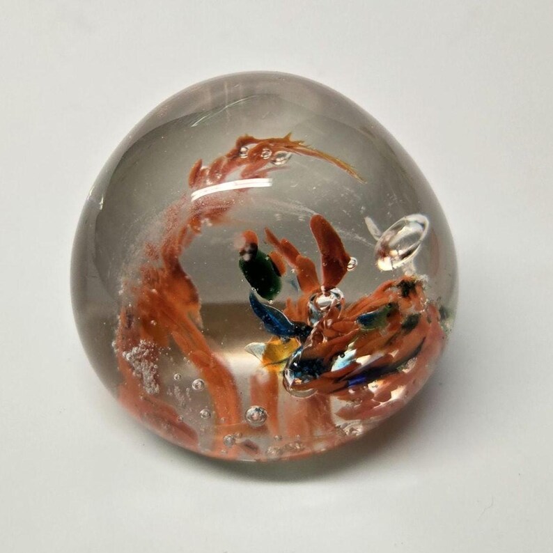Vintage Glass Paperweight Sea Design - Etsy