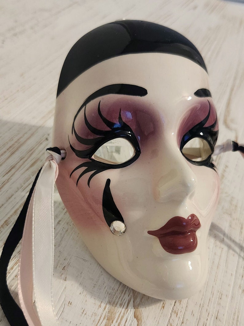 Vintage Hand Painted Mardi Grass Face Mask Signed by Artist Karen ...