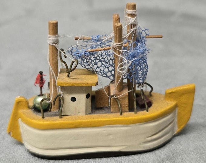 Miniature Fishing Boat Wood Model - Etsy