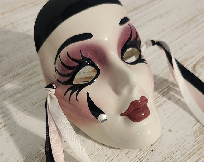 Vintage Hand Painted Mardi Grass Face Mask Signed by Artist Karen ...