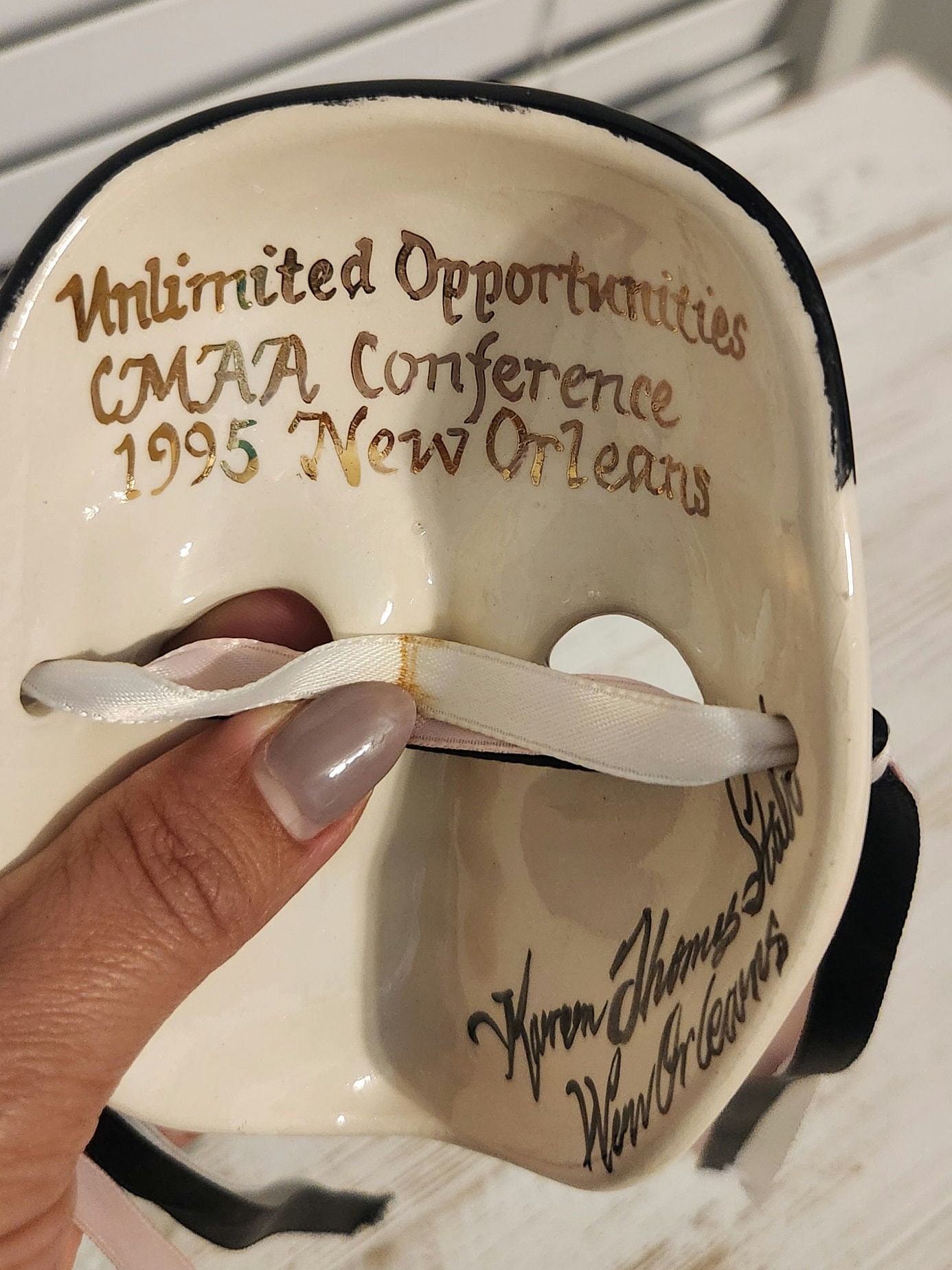 Vintage Hand Painted Mardi Grass Face Mask Signed by Artist Karen ...