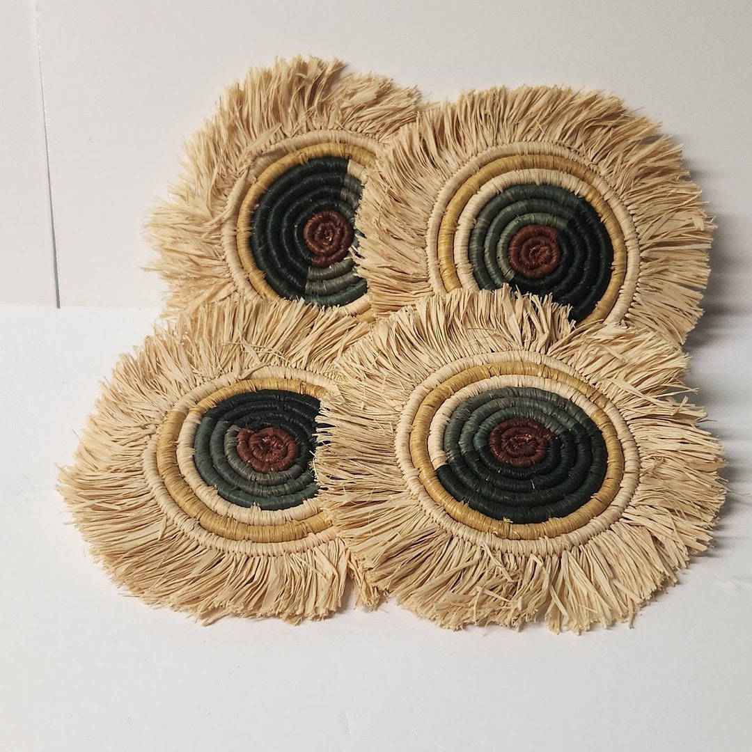Set of 4 Sedge Field Raffia Coasters - Etsy