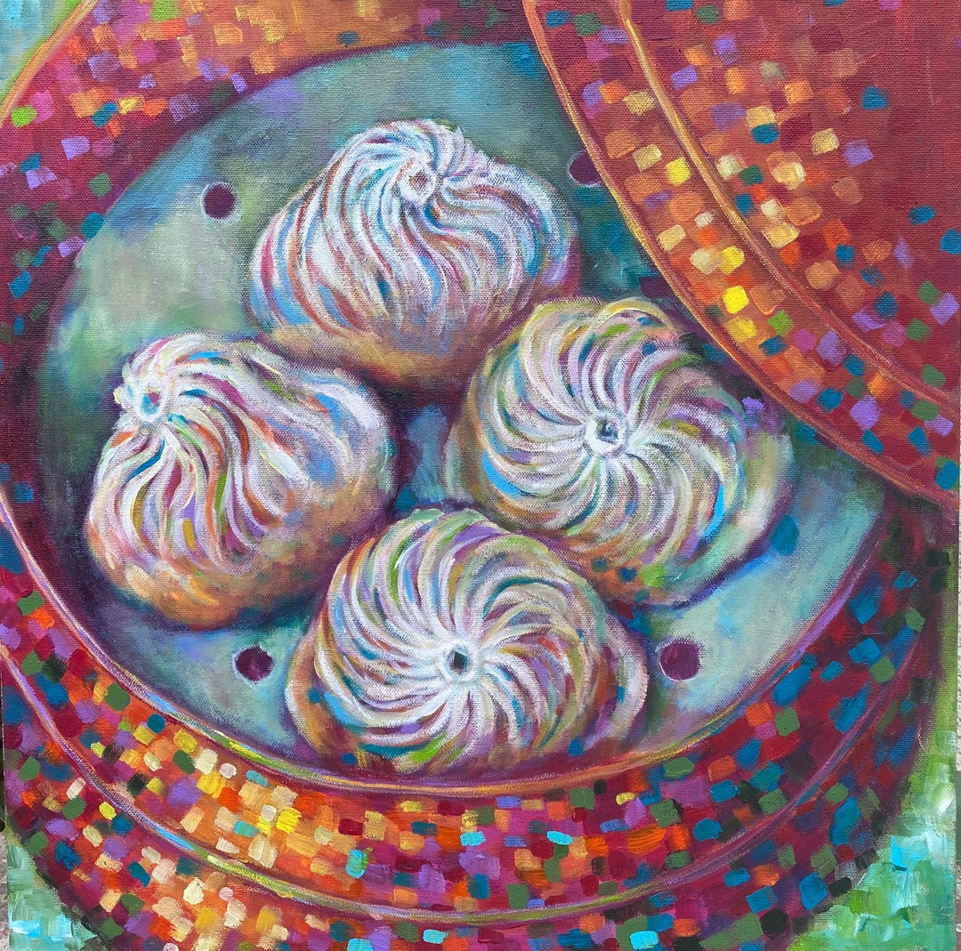 Colorful Dumplings Original Painting 20" X 20" - Etsy