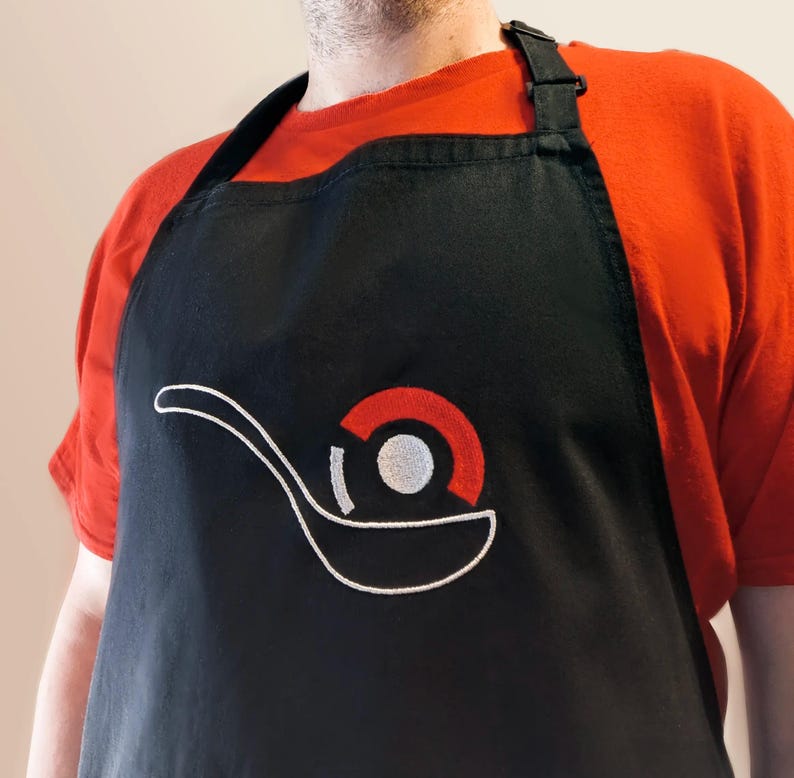 Embroidered Poké Apron - Geeky Cotton Kitchen Apron - Etsy