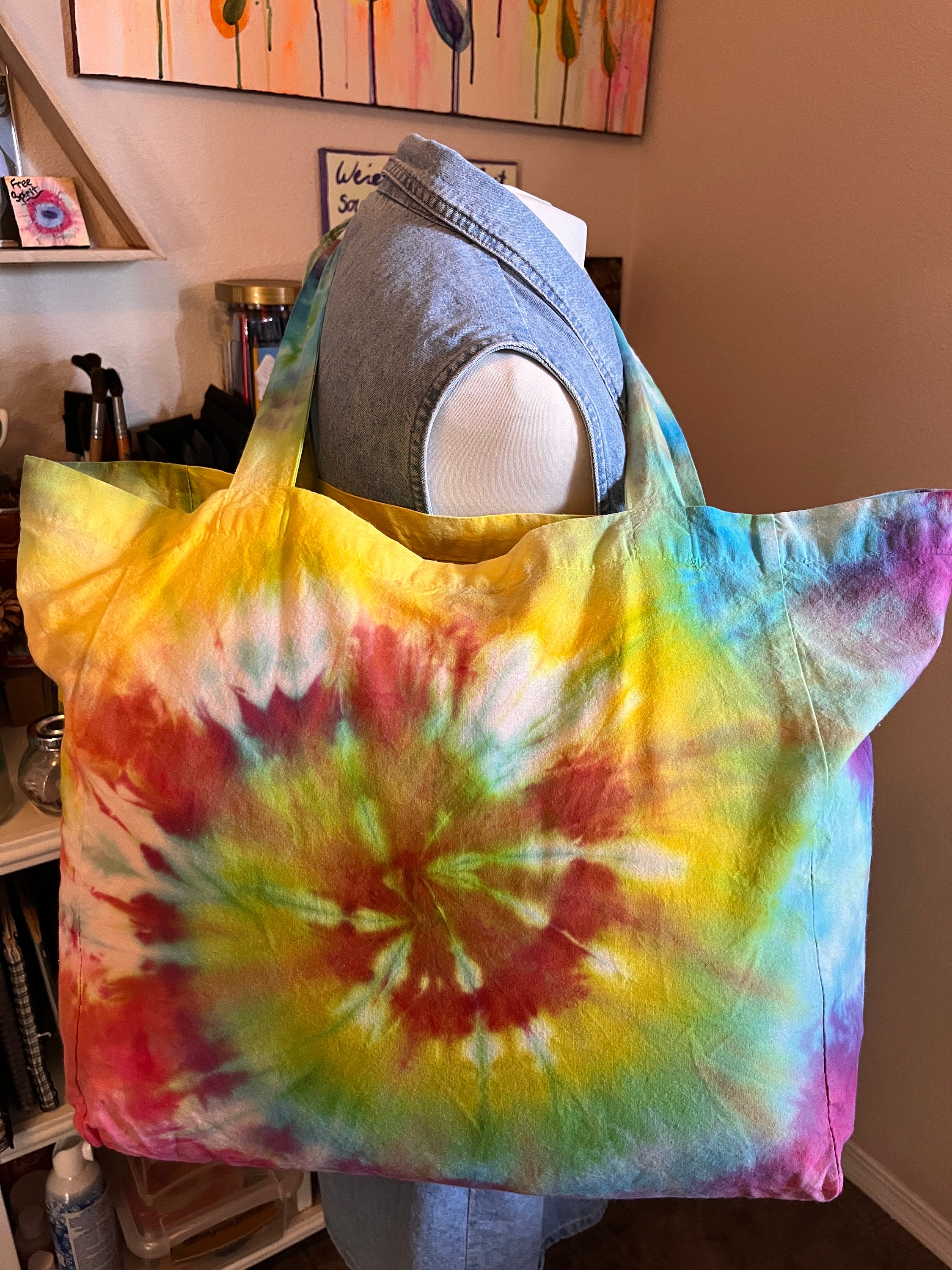 Tie Dye Tote Bag Rainbow Tye Dye Reusable Canvas Grocery Bag - Etsy