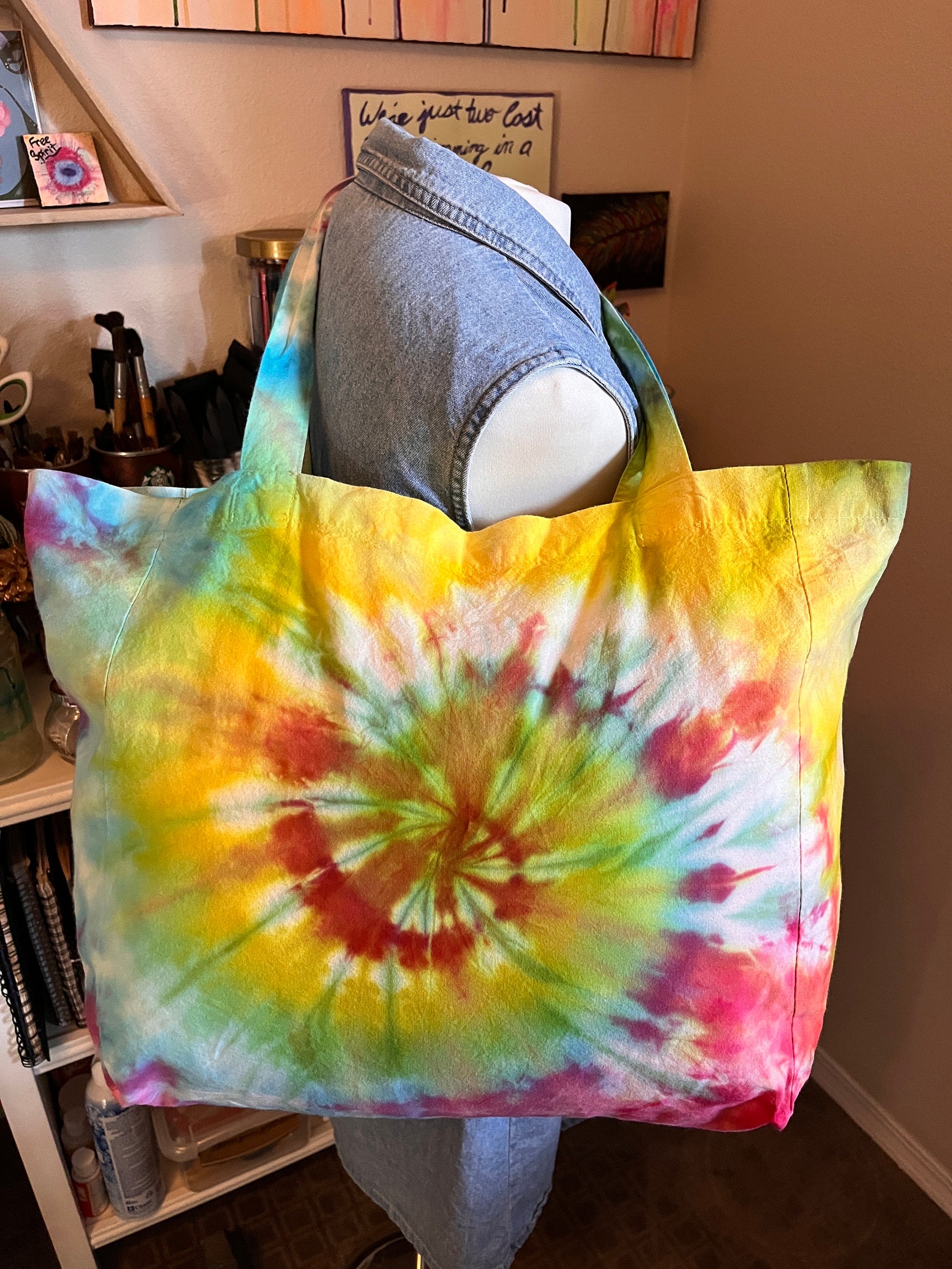 Tie Dye Tote Bag Rainbow Tye Dye Reusable Canvas Grocery Bag - Etsy
