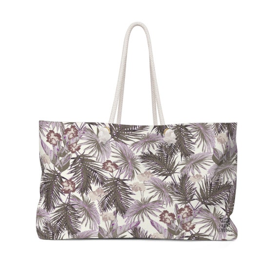 SAMOA WEEKENDER LILAC Beach Tote Bag All Over Palm Tropical - Etsy