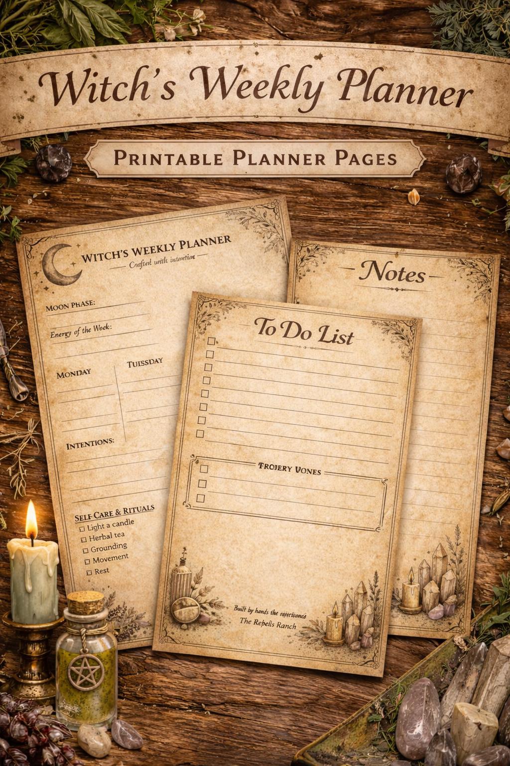Witch Weekly Planner Printable | Grimoire Pages, Apothecary Organizer ...