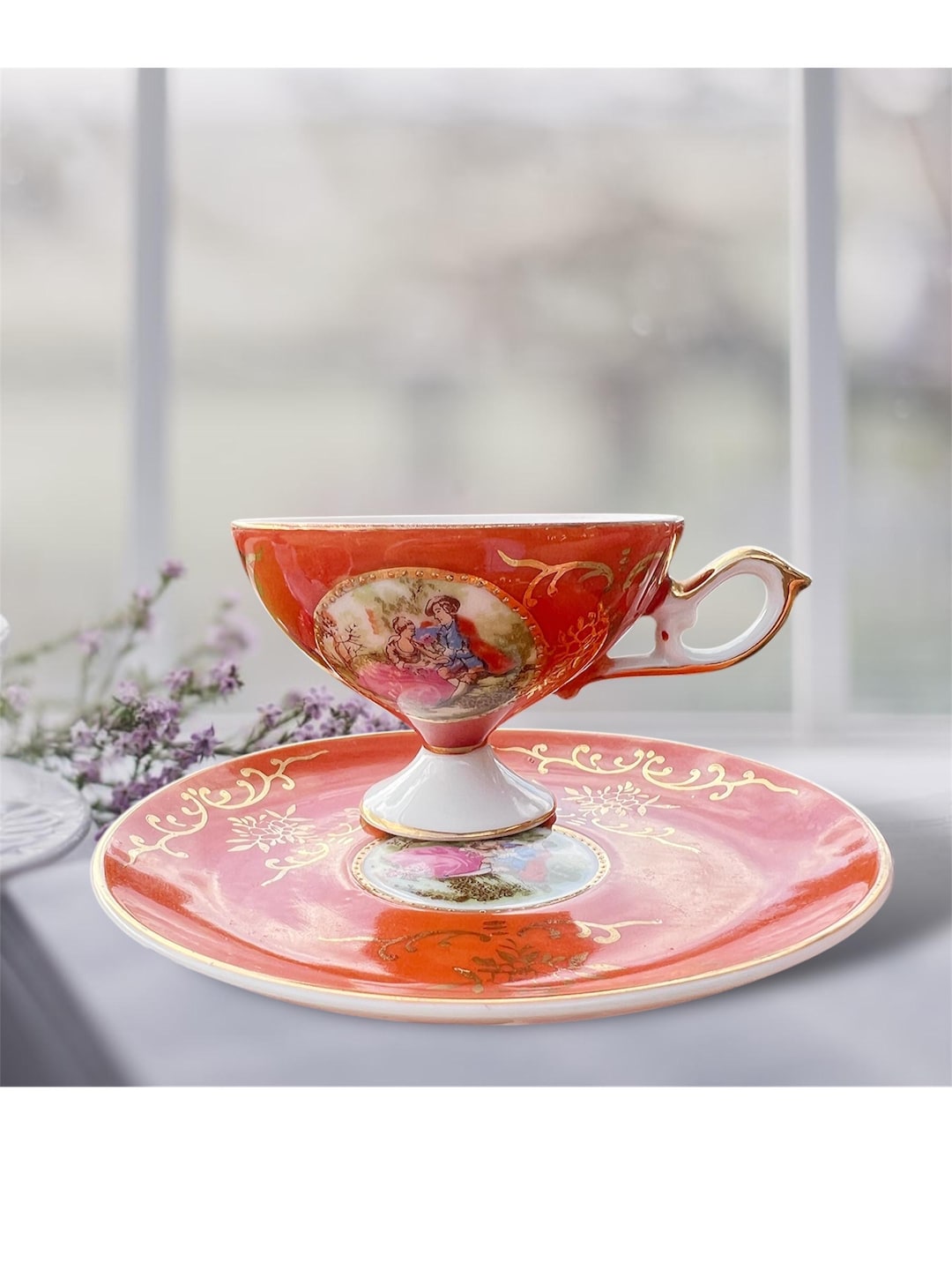 19th Century Rare Tea Cup and Saucer, Vintage 19th Century Tea Cup ...
