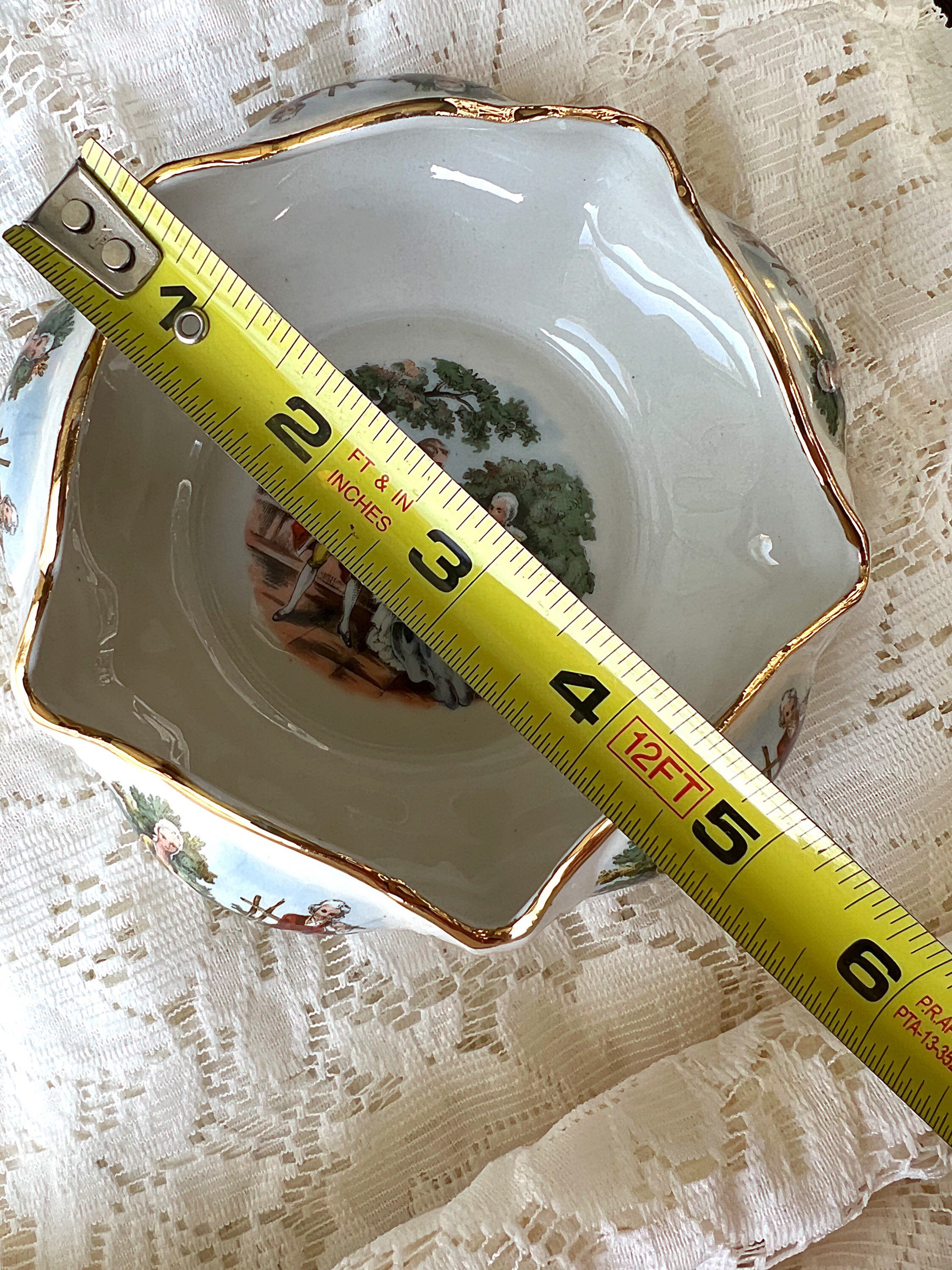 Vintage Candy Dish, Victorian Scenery Dish, Trinket Dish, 22k Gold ...