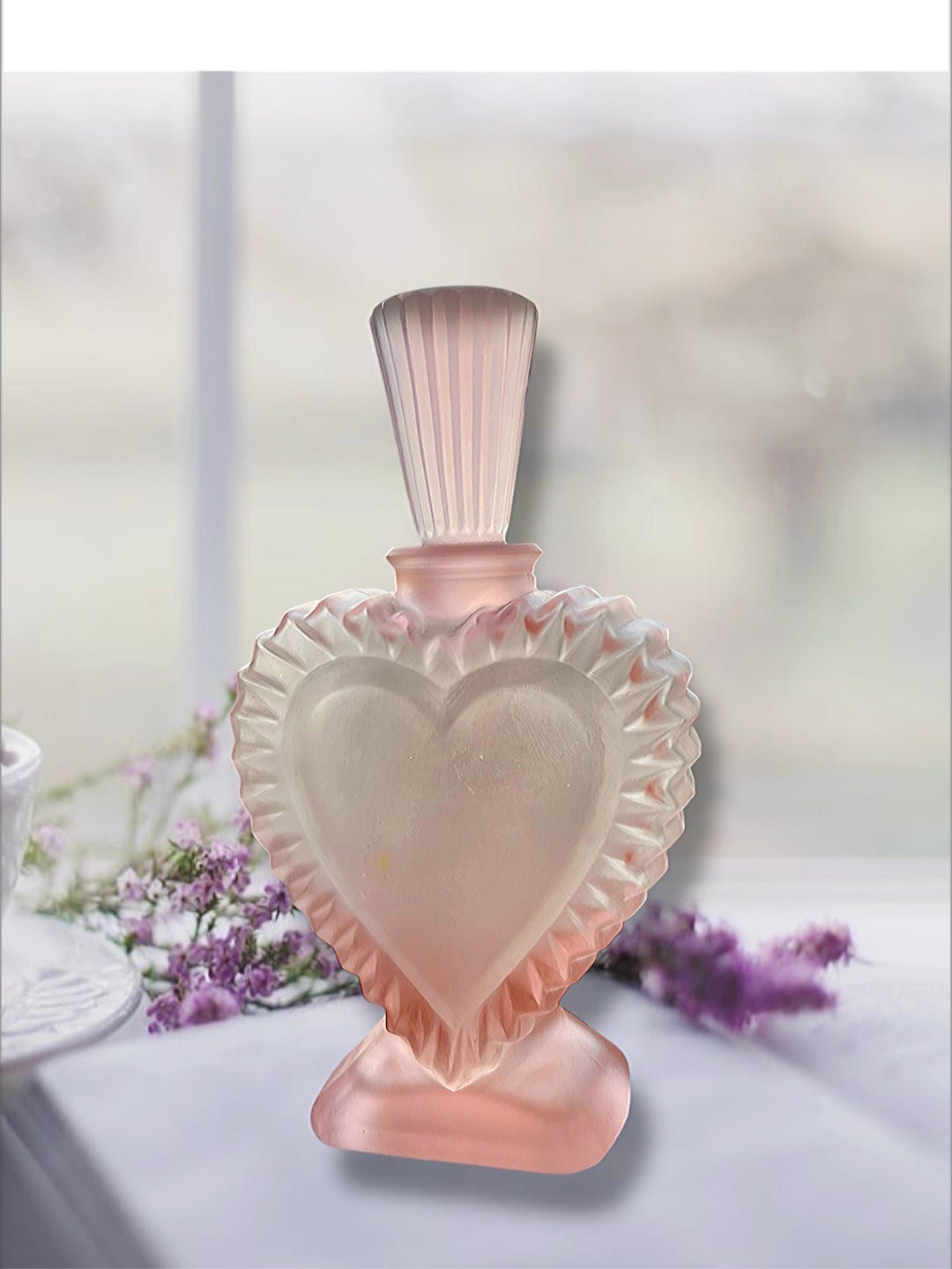 Vintage Teleflora Perfume Bottle, Satin Pink Frosted Glass, Heart ...