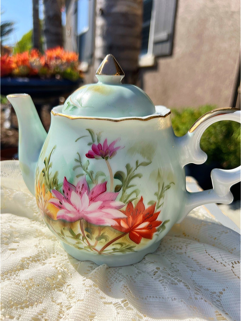 Vintage Lefton Musical Teapot, Handpainted Floral Lefton Teapot , Rare ...