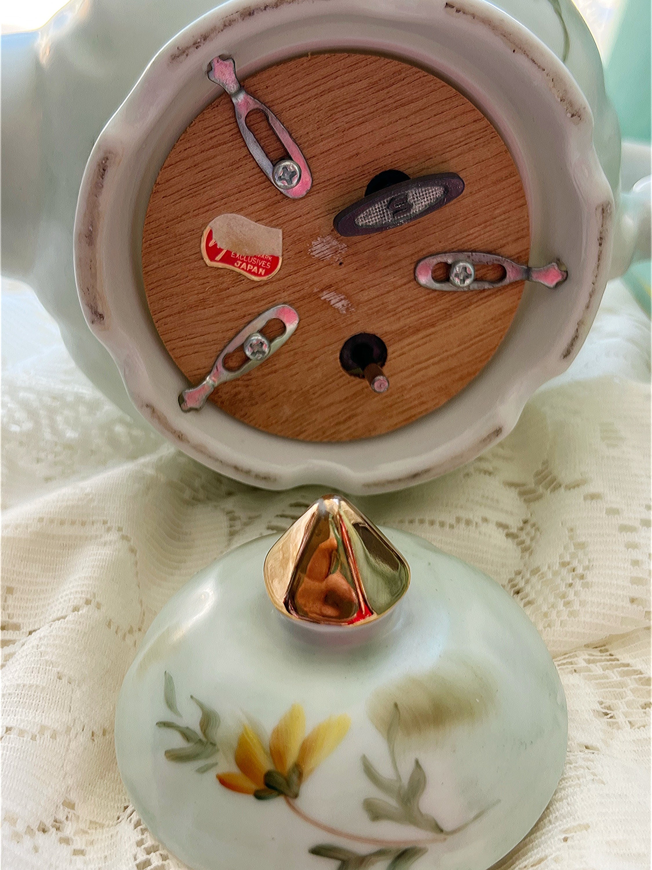 Vintage Lefton Musical Teapot, Handpainted Floral Lefton Teapot , Rare ...