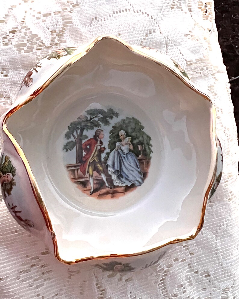 Vintage Candy Dish, Victorian Scenery Dish, Trinket Dish, 22k Gold ...