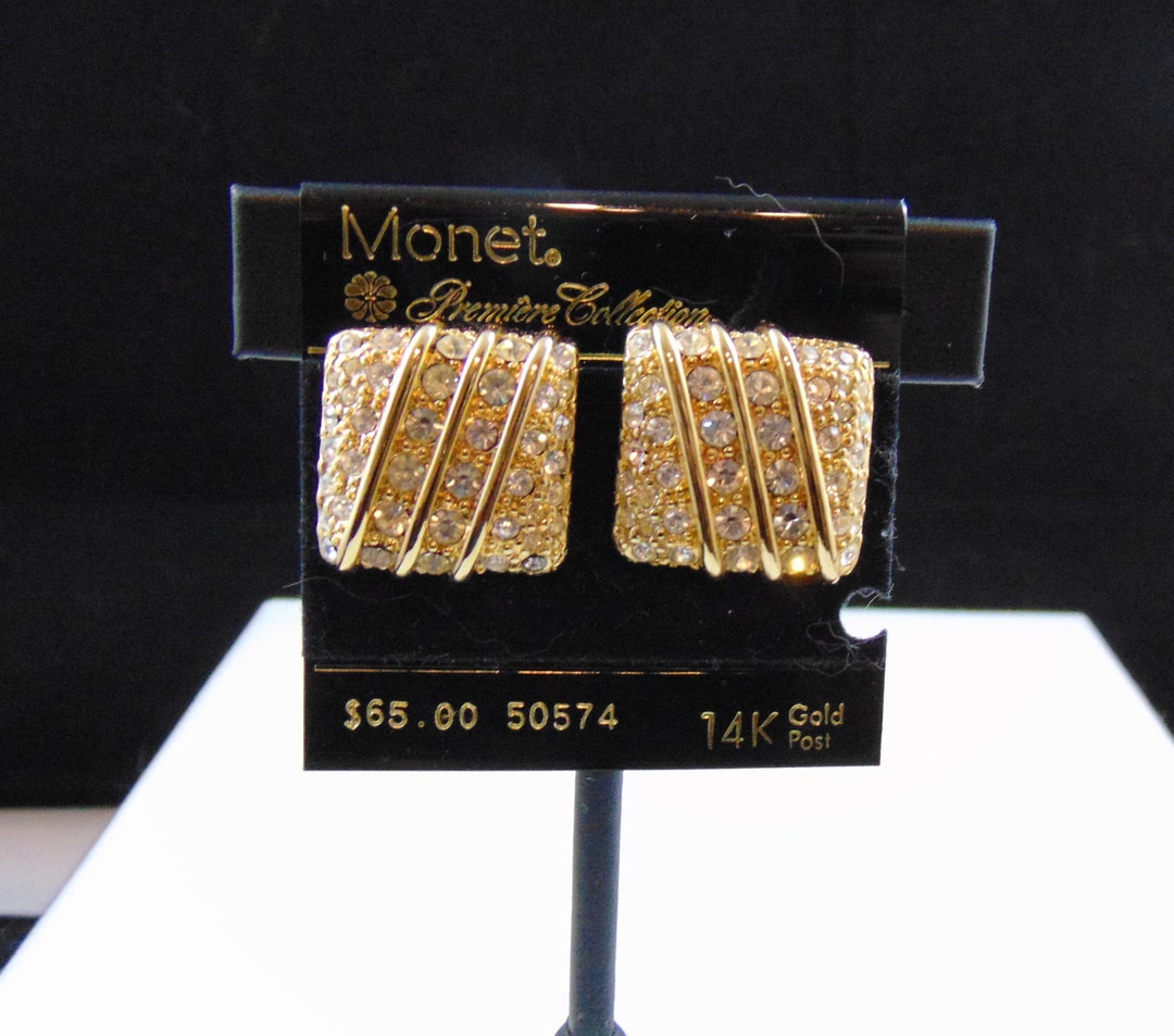 Vintage Signed Monet "premiere Collection" Clear Rhinestone and ...