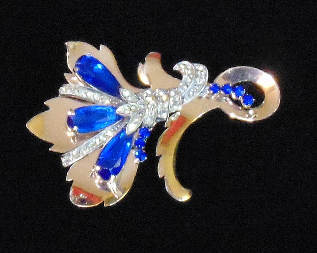 Lovely Vintage Signed Sterling Rose Gold Vermeil Brooch Pin Brooch With ...