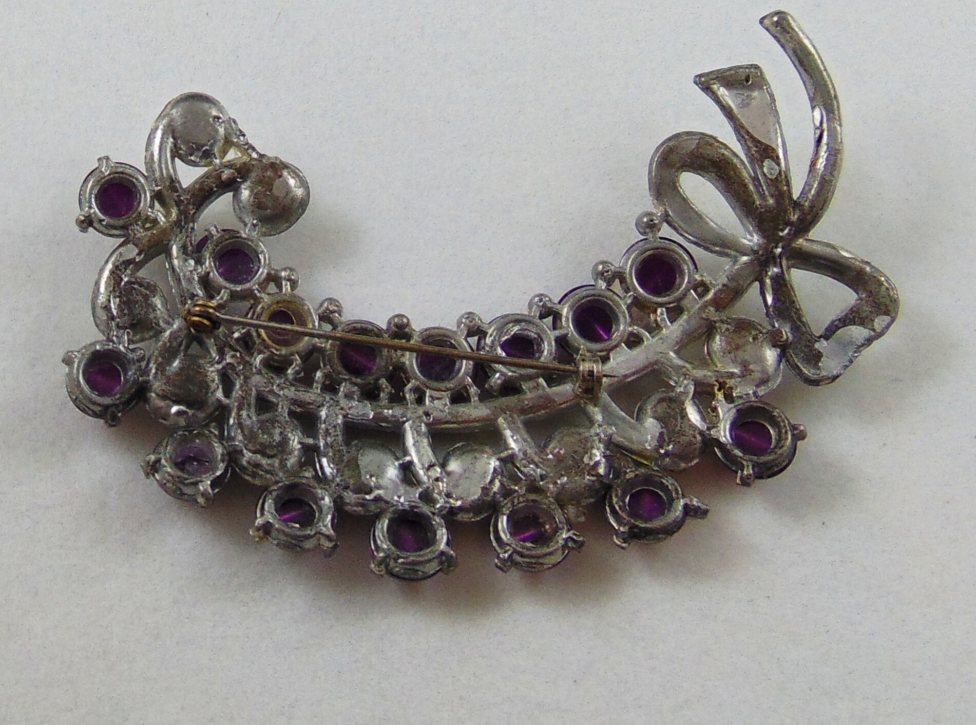 Large Vintage Unsigned Dark Purple Faux Moonstone/moonglow and Clear ...