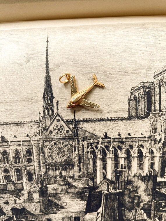 Vintage Gold Airplane Pin/Brooch - Gem