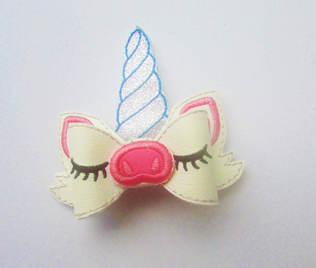 Uni-pig Hair Bow, Pig Hair Bow, Birthday Party, Pig, White Vinyl ...