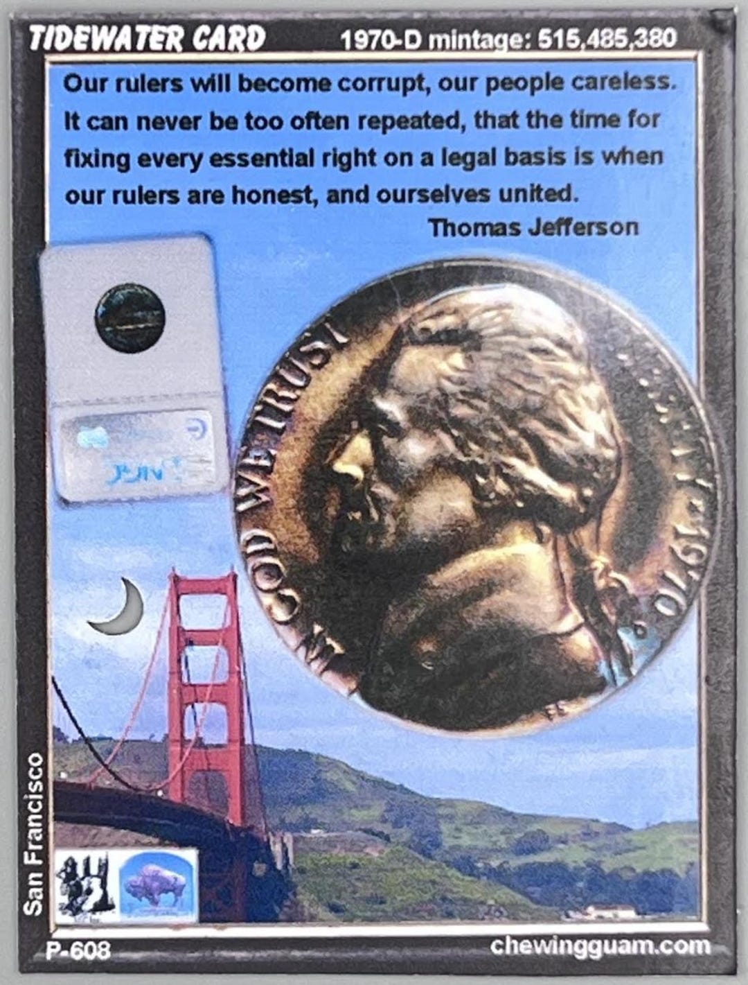 Tidewater Coin-card P-608 With Jefferson 1983-S Proof Coin PCGS ...