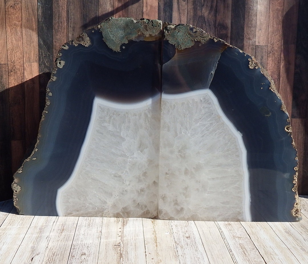 Rare Giant Agate Crystal Geode Bookends or Sculpture / Gift for Him ...