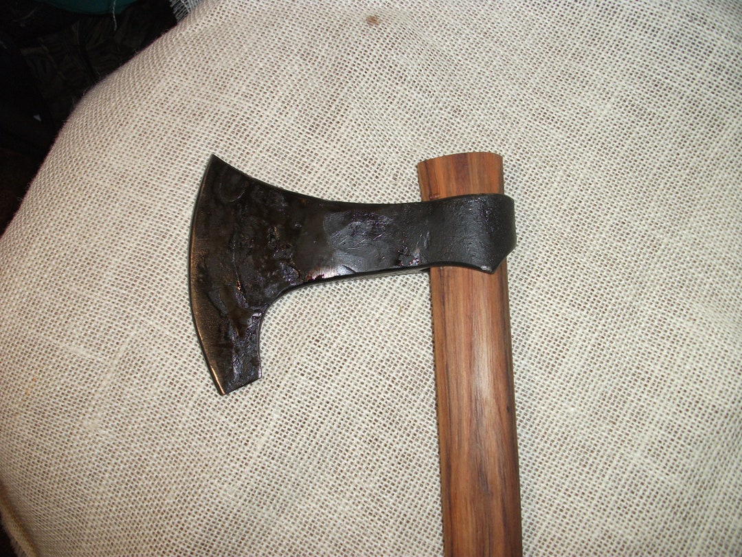Hickory Handled Rough Forged Viking Bearded Tomahawk, High Carbon/low Carbon, Handmade Axe ...