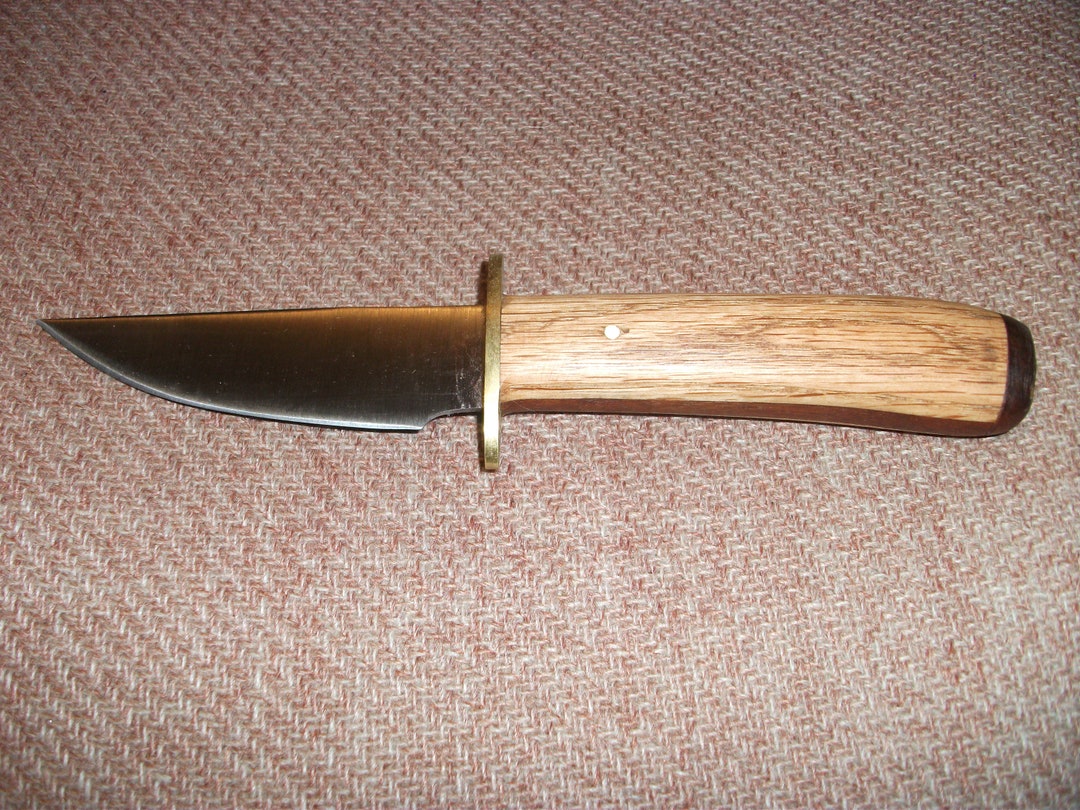 Hand Forged Fixed Blade Knife, Oak and Walnut Handle, Handmade Knife ...