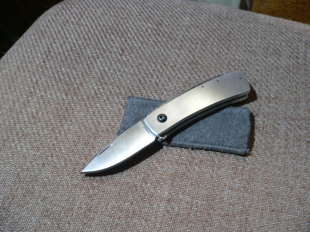 Unique Slip Joint Folding Knife, Aluminum Handles, Satin Finished Blade ...