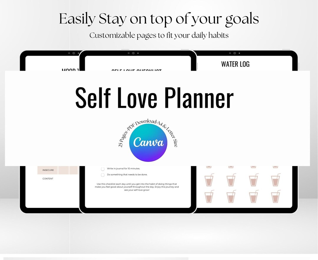 Self Love Planner | Master Self Care | Goal Tracking | 25 Pages ...