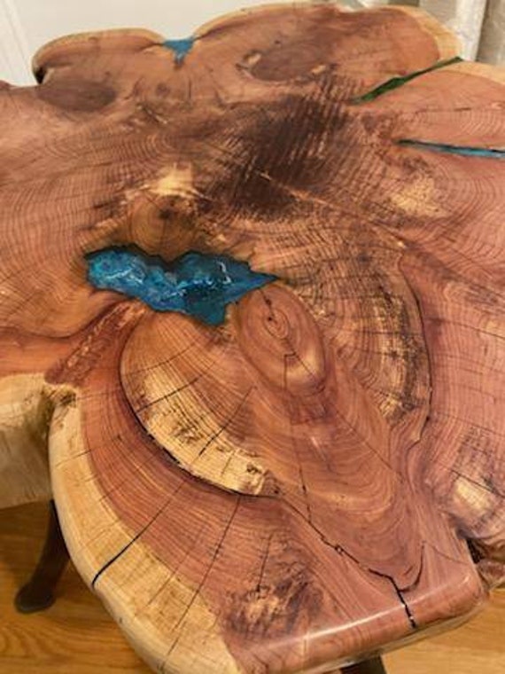 CUSTOM FINISHED CEDAR Table live Edge tree Slice Wood | Etsy