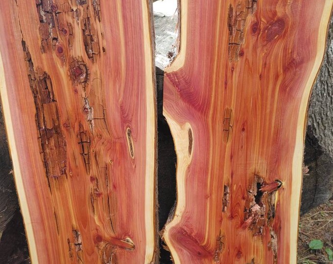 SPALTED CEDAR SLABS 2 live Edge River Table Set thick Slabs Epoxy Slabs ...