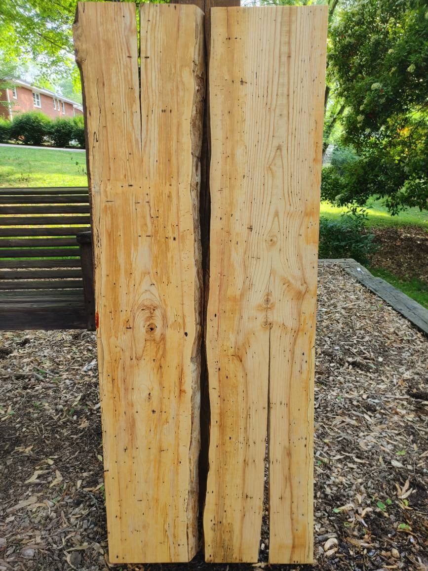 Wormy Ash (live Edge Slabs) (2) Spalted (thick Slabs) River Table Set ...