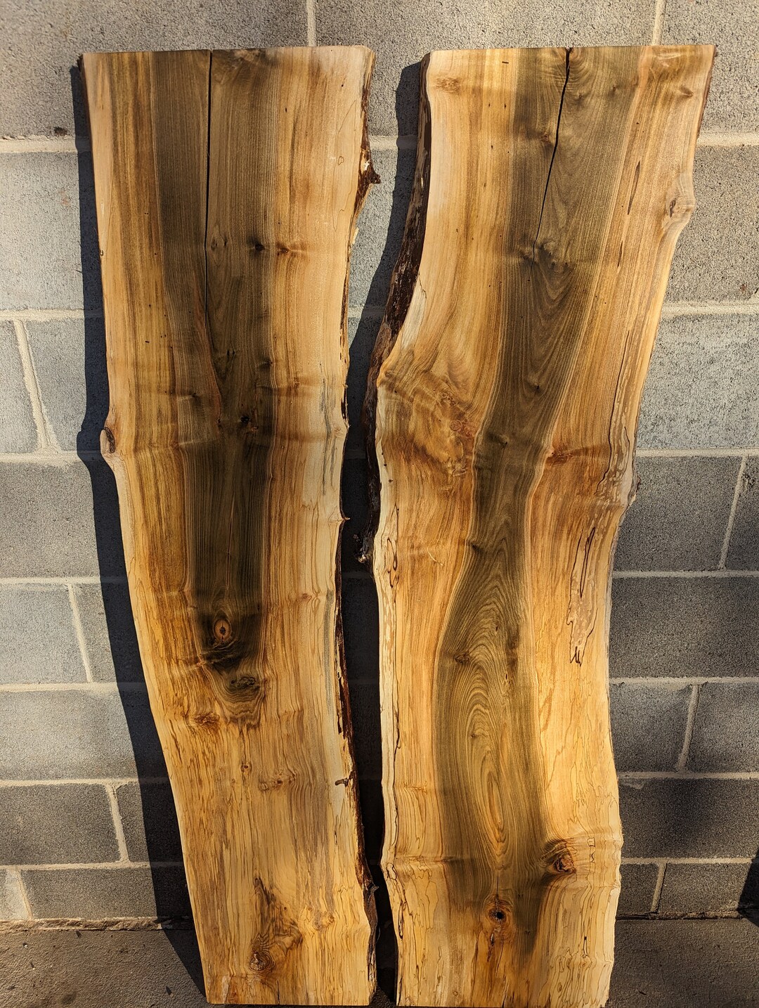 AMBROSIA MAPLE Slabs live Edge 2 Slabs river Table Set Thick spalted ...