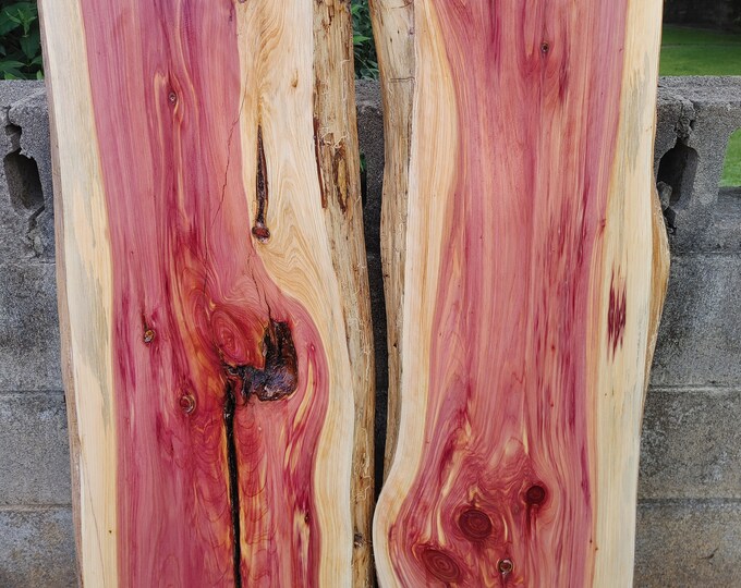 SPALTED CEDAR SLABS (2) (live Edge) River Table Set (thick Slabs) Epoxy ...