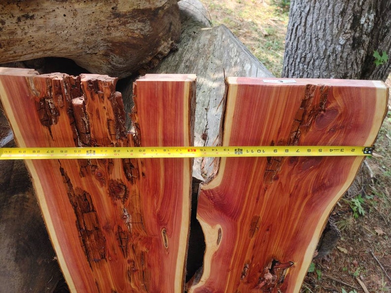 SPALTED CEDAR SLABS 2 live Edge River Table Set thick - Etsy