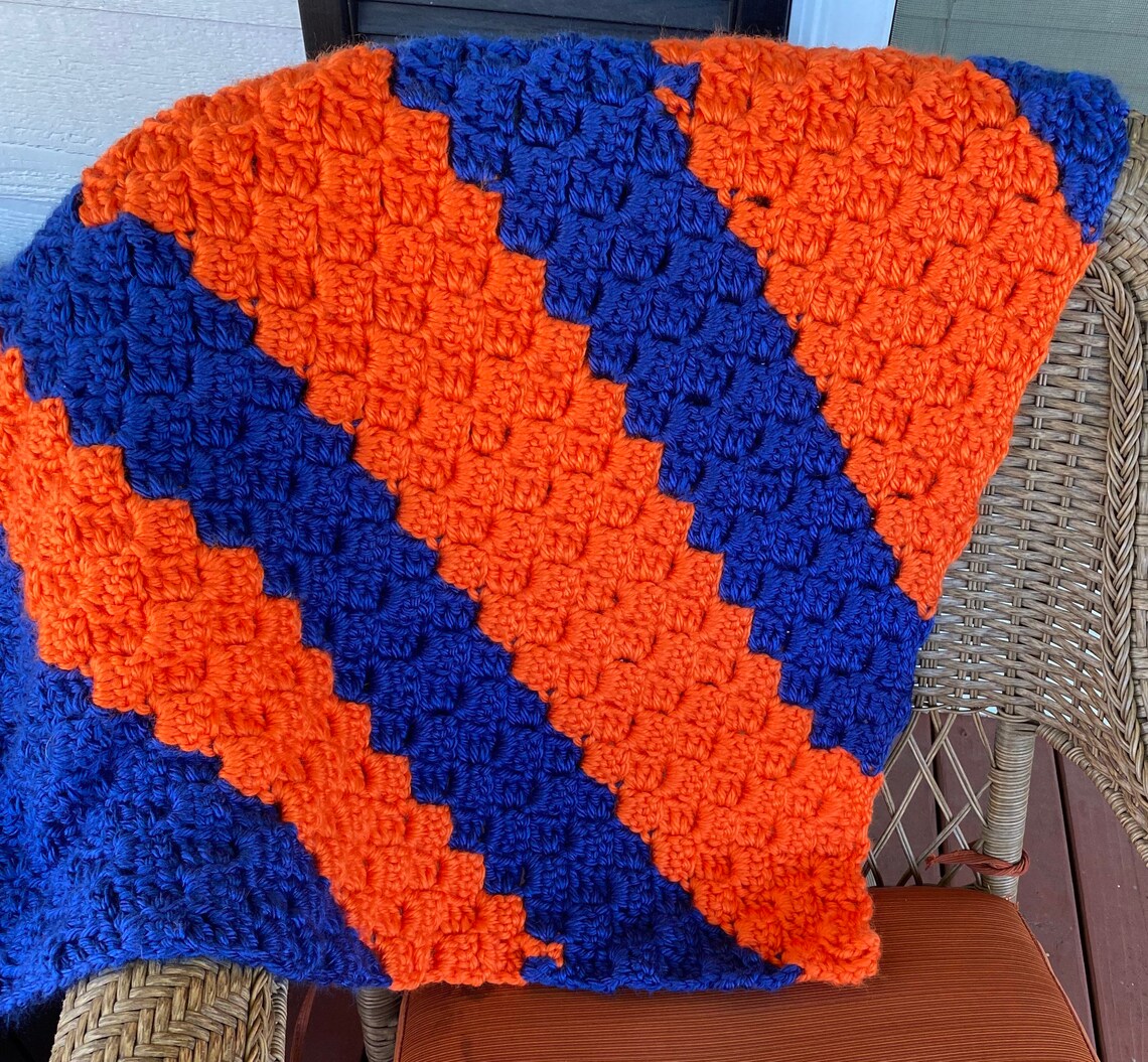 Orange and Blue Baby Blanket - Etsy