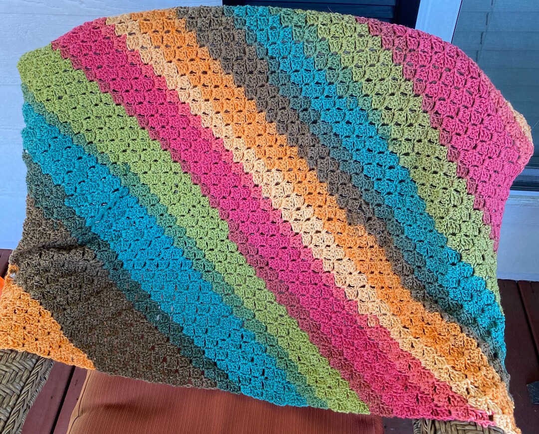 Muted Rainbow Crochet Baby Blanket - Etsy