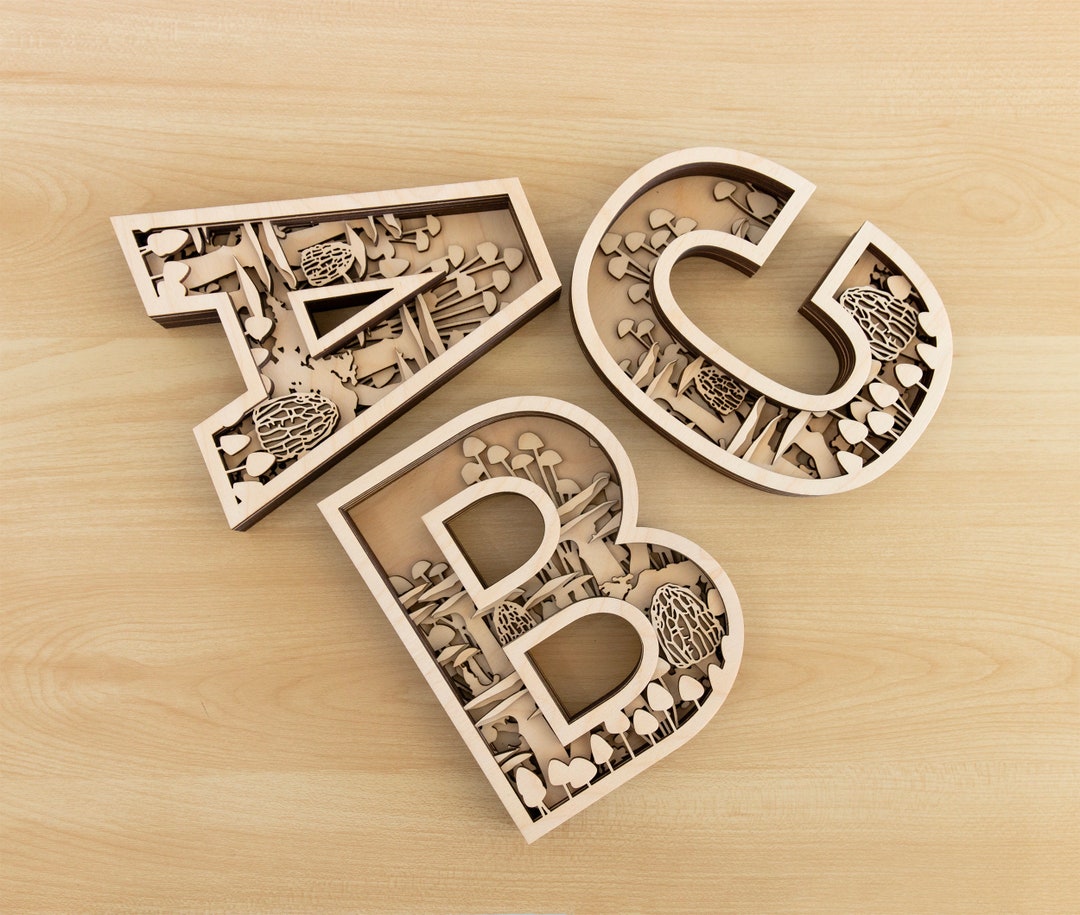 3D Layered Alphabet SVG File: Mushroom Forest Letters (digital Download ...