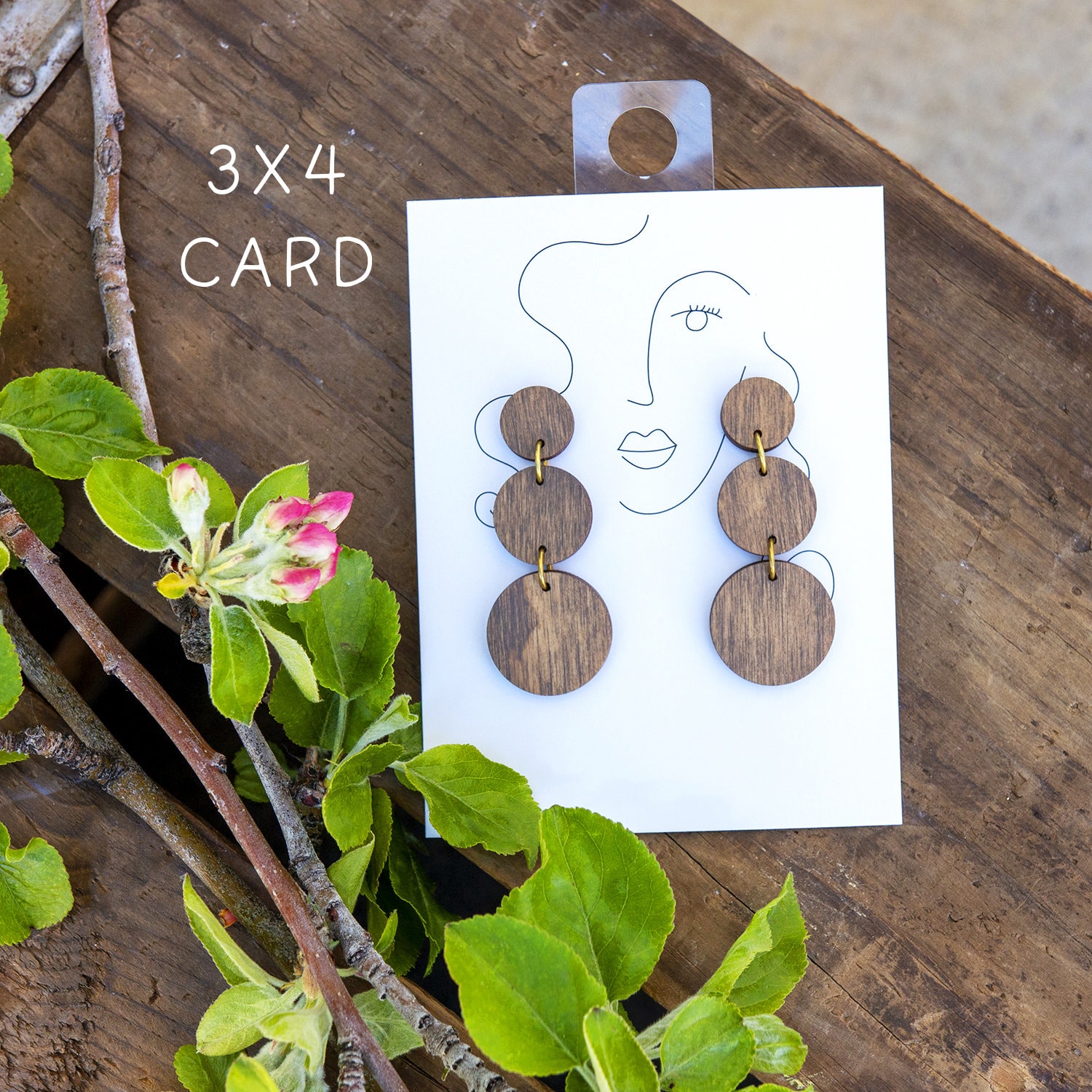 Earring Display Card Design File, Minimalist Female Face Line Art ...