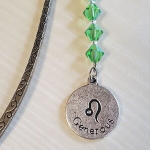 ZODIAC LEO BOOKMARK August Peridot Czech Crystal handmade Beaded ...