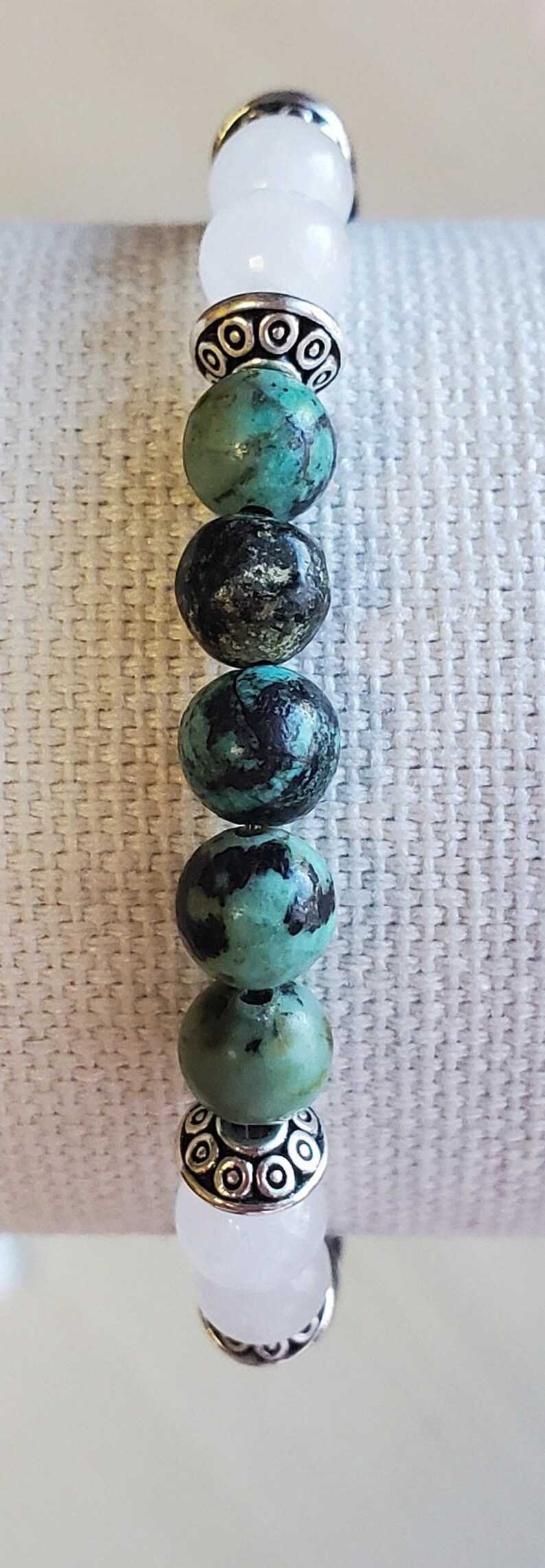 GROUNDING BRACELET African Turquoise Larvikite White Jade - Etsy
