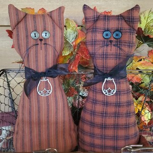 WHIMSICAL PLAID CAT 12" Tall Soft-sculpture Doll Black & Orange ...