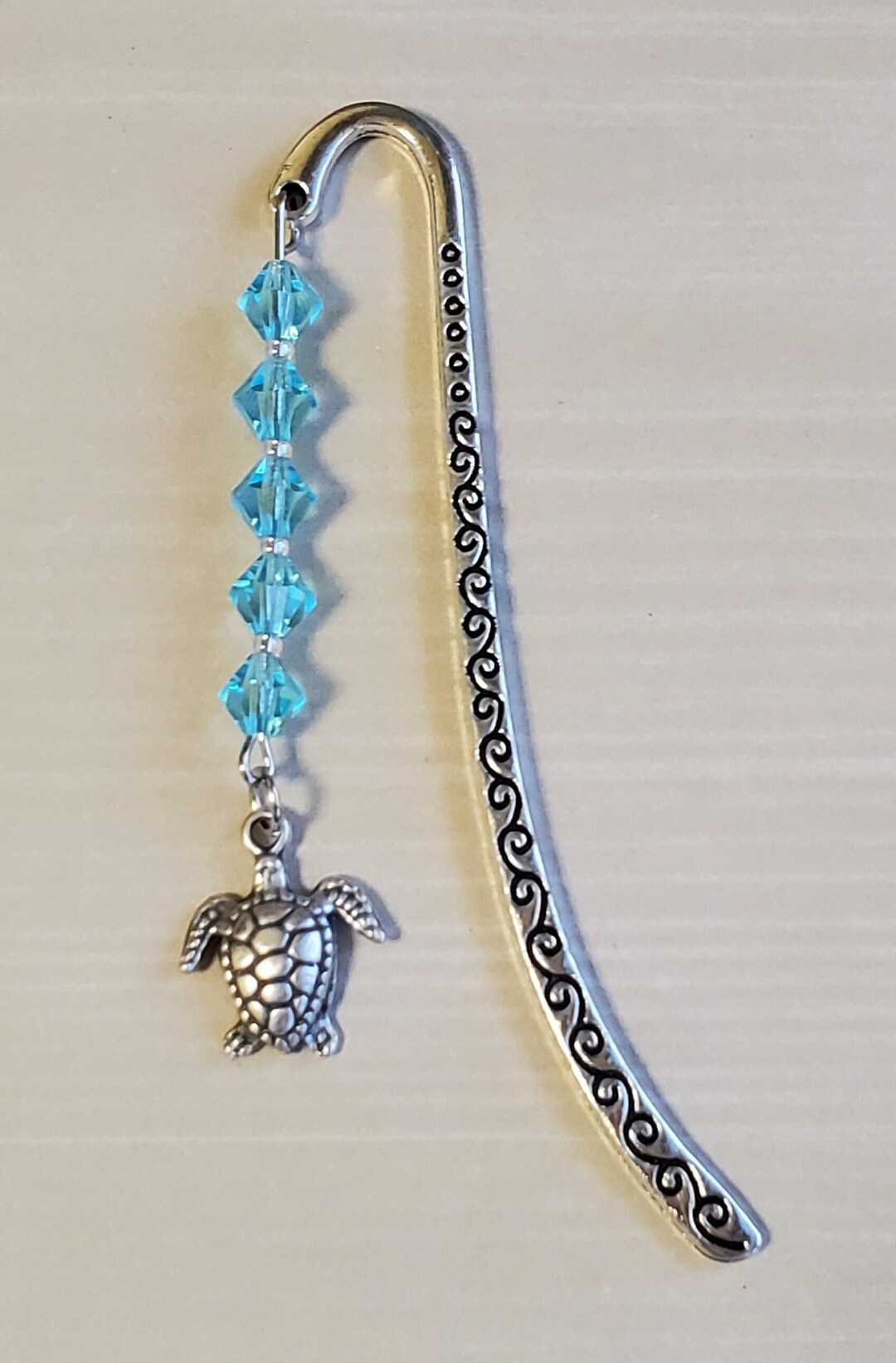 SEA TURTLE BOOKMARK Aqua Czech Crystal **handmade Beaded Mother's Day ...