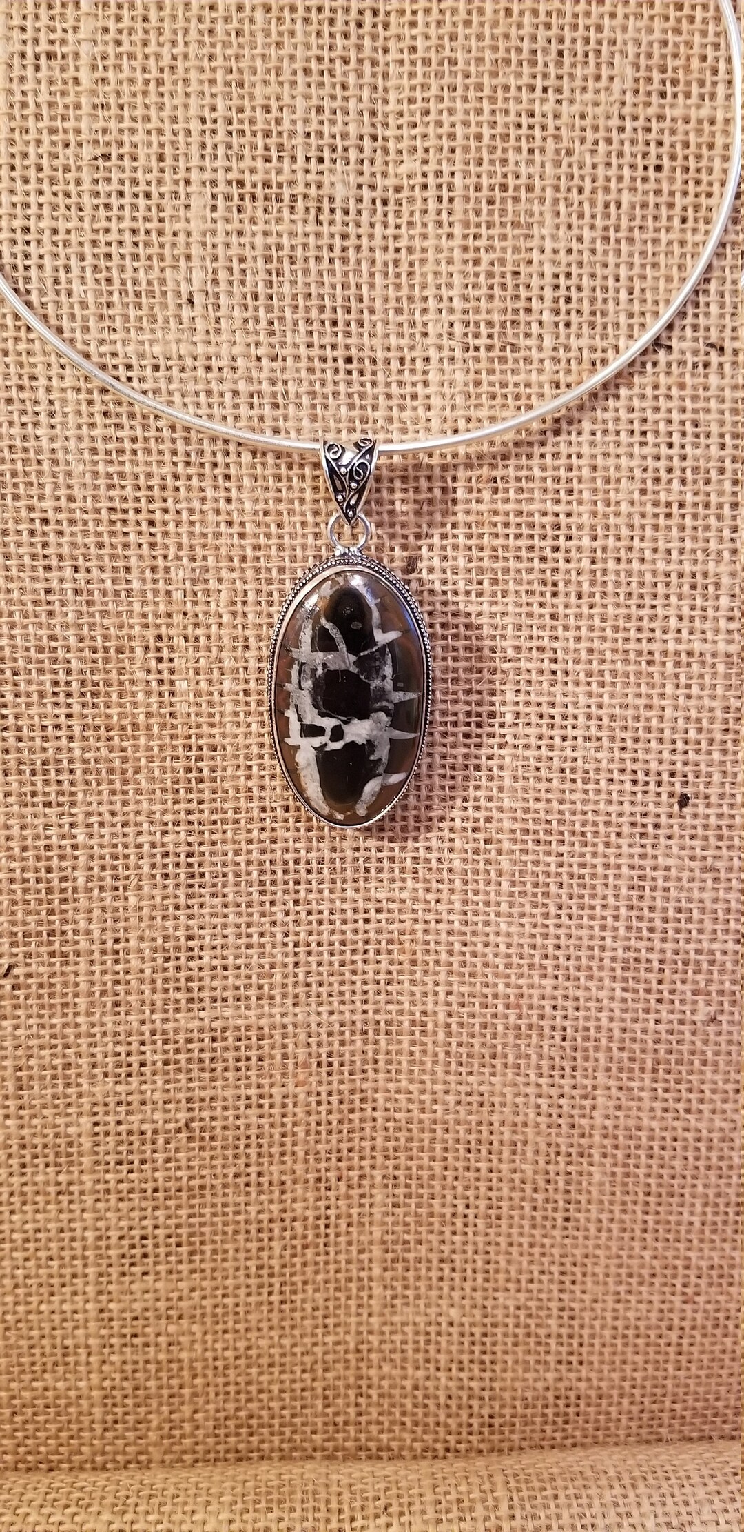 Brown and Gray Crackle Stone Sterling Silver Boho Bohemian Gypsy ...