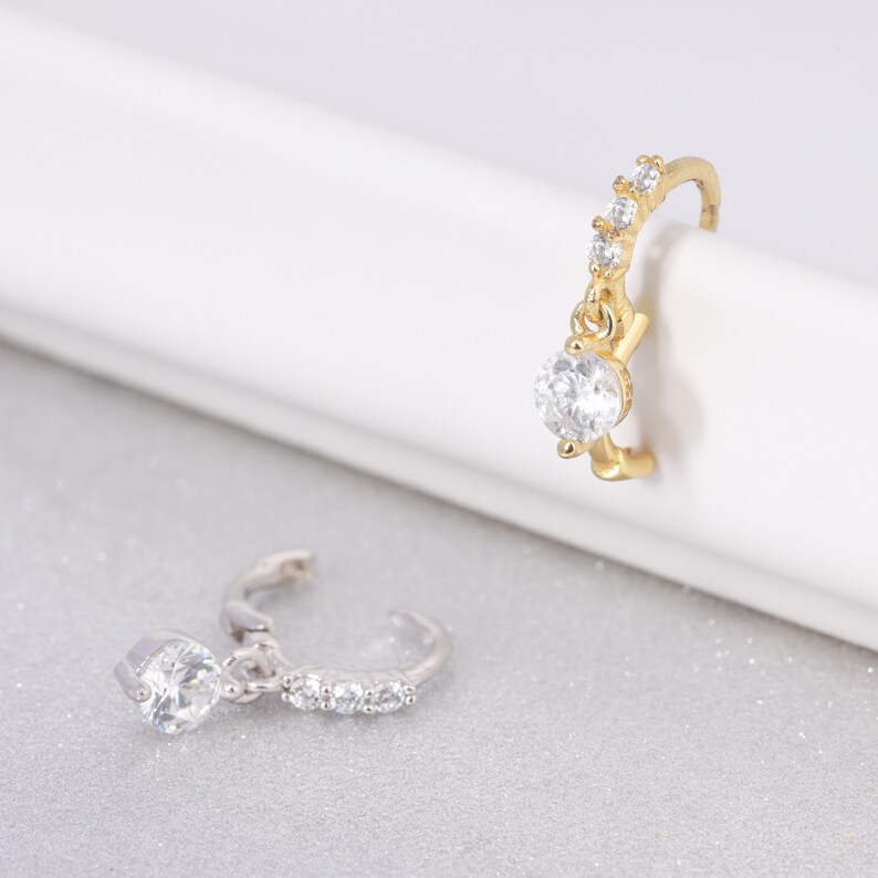 CZ Tragus Hoop Small Cartilage Hoops Sliver Helix Piercing - Etsy