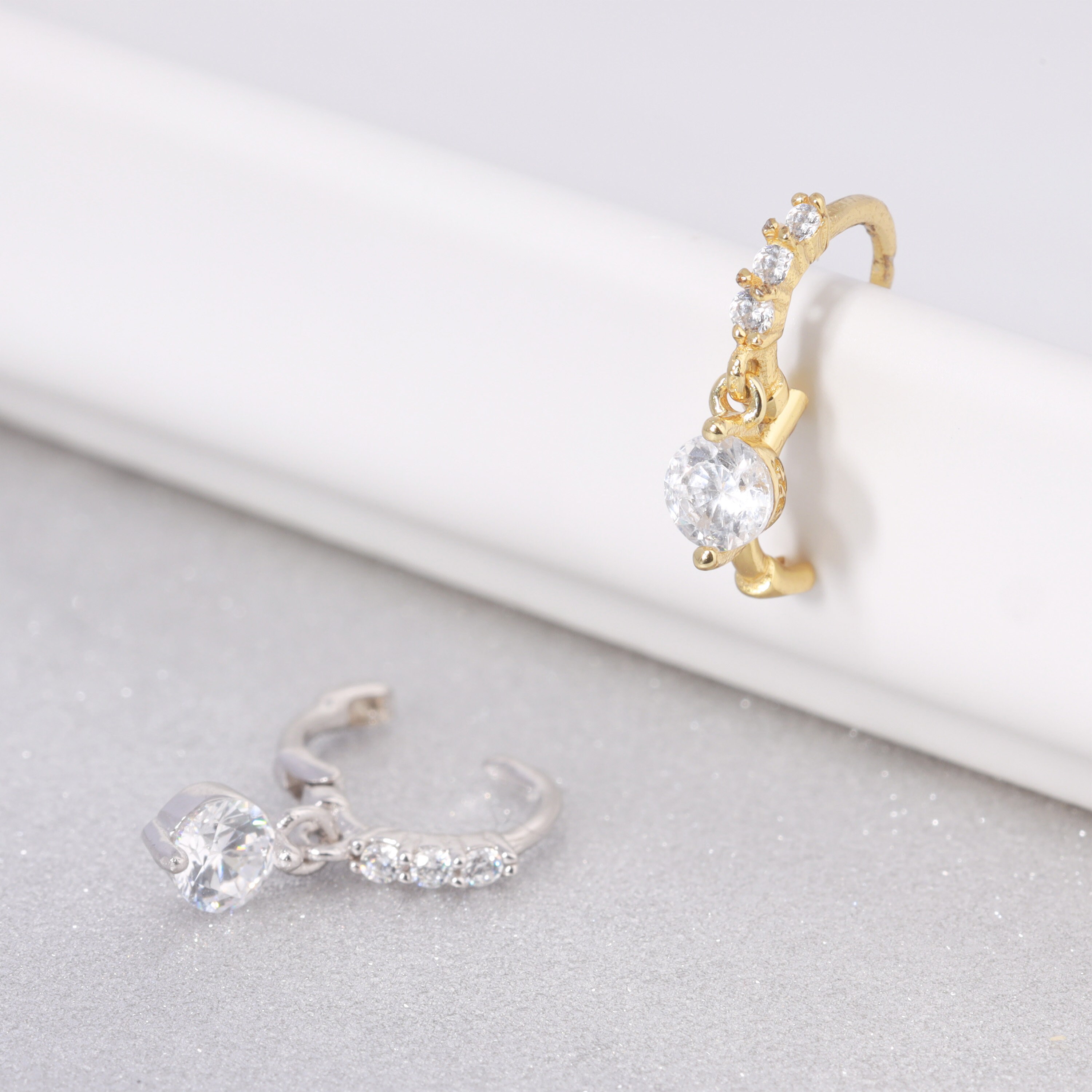 CZ Tragus Hoop Small Cartilage Hoops Sliver Helix Piercing - Etsy