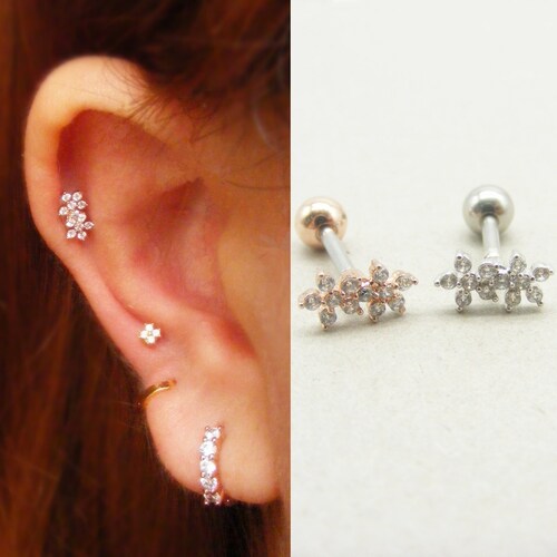 Flower Cartilage Piercing Helix Piercing 16g Cartilage | Etsy
