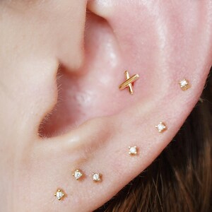 X Screw Back Earring Cartilage Earring 18g Tragus Earring - Etsy