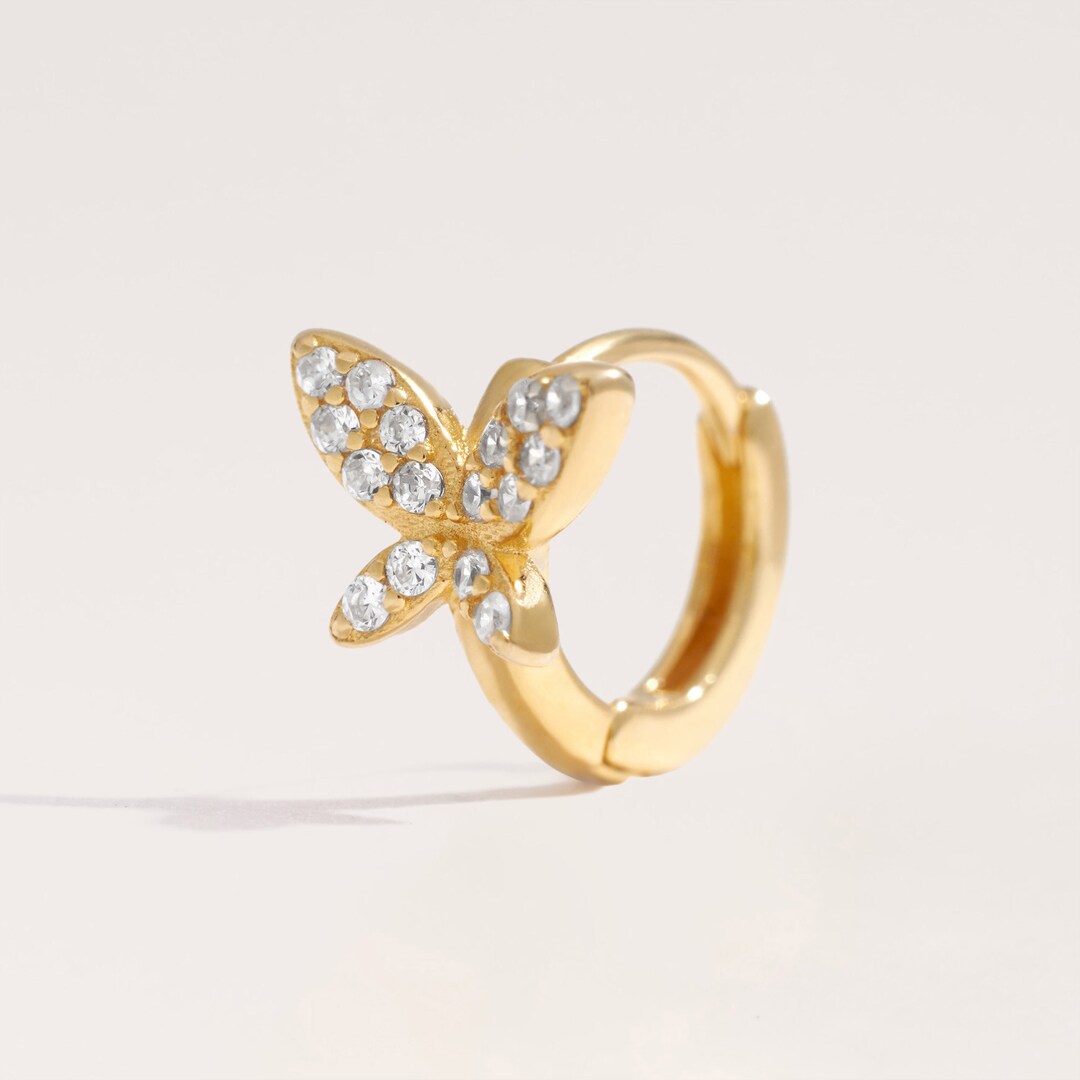 Butterfly Cartilage Hoop, Helix Hoop, Tragus Hoop, Small Hoop Earrings ...