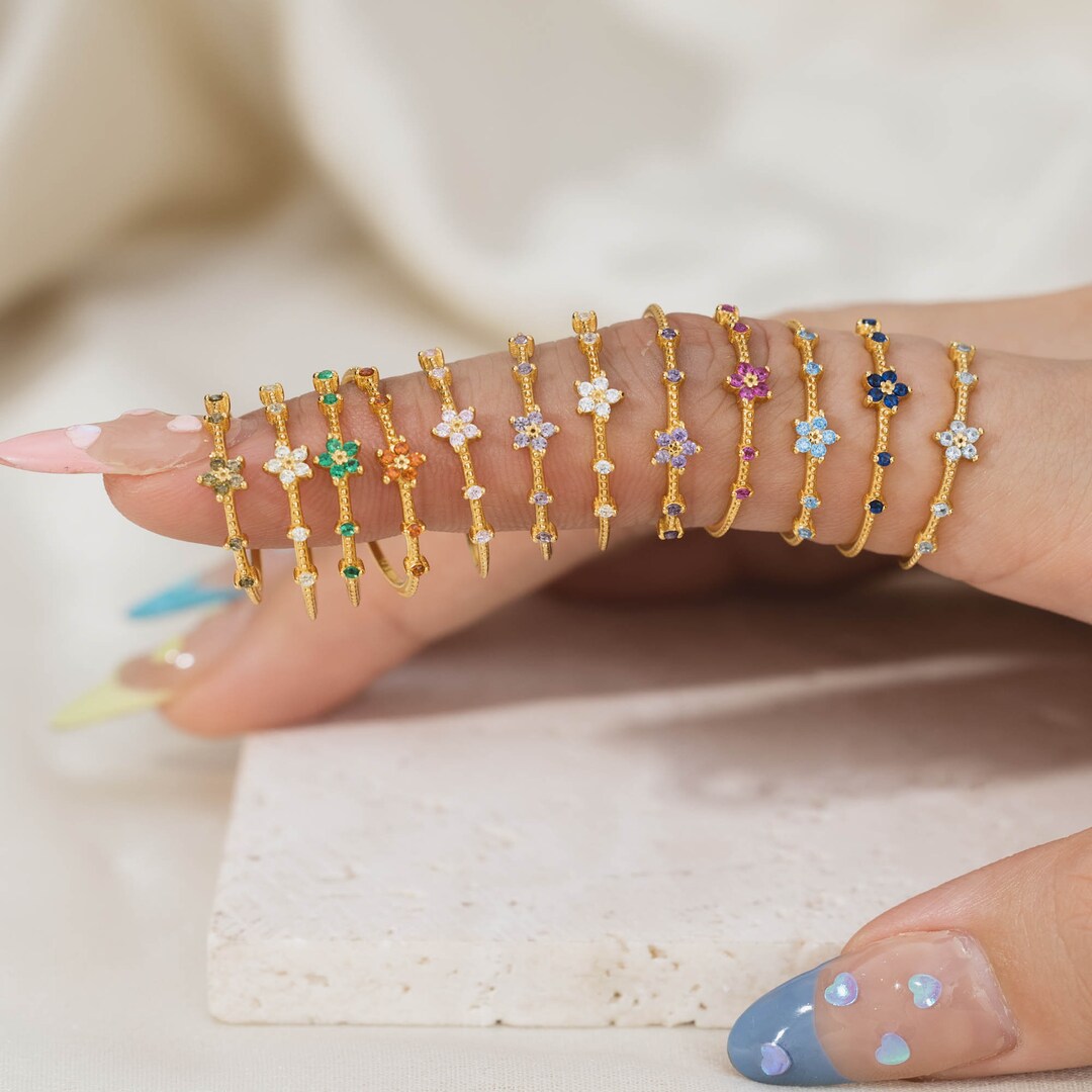 CZ Star Rings, Stacking Rings, Gold Ring, Minimalist Rings, Stackable Ring, Dainty Rings, 925 ...